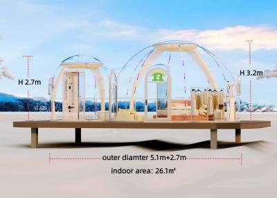 Cina Buona Qualità Outdoor Hotel Resort Pc Leisure Round Glamping Sunscreen Double Dome House Tent in vendita