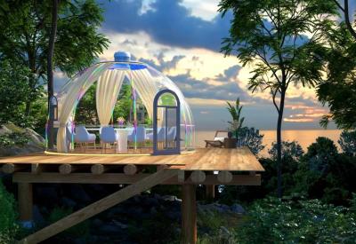 Cina Buona Qualità Outdoor Hotel Resort Pc Leisure Round Glamping Sunscreen Double Dome House Tent in vendita