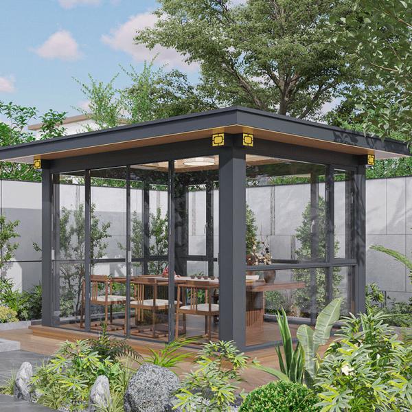 Metal Type Aluminium Alloy Louver Turning Sunroom Gazebo for Courtyard and Garden Sun Protection