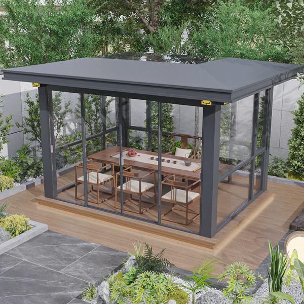 Metal Type Aluminium Alloy Louver Turning Sunroom Gazebo for Courtyard and Garden Sun Protection