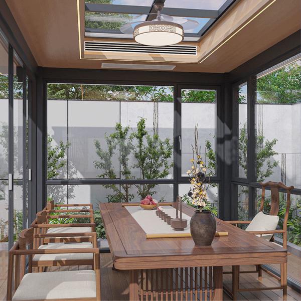 Metal Type Aluminium Alloy Louver Turning Sunroom Gazebo for Courtyard and Garden Sun Protection