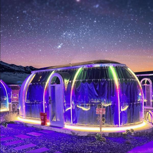 Quality Solid Sheet Homes Prefab Outdoor Bubble Tent Restaurant Night Scene Transparent for sale