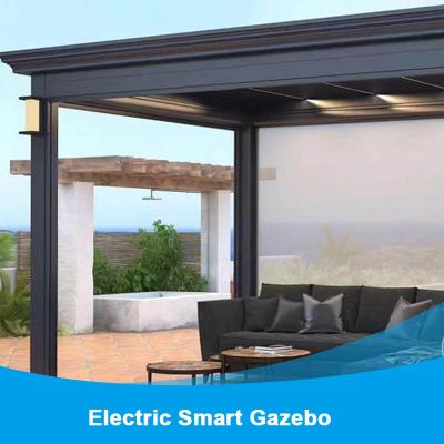 China Electric Louver Turning Pavilion Outdoor Villa Courtyard Smart Flip Ecological Sun Room Windproof Rolling Curtains Shade The Sun for sale