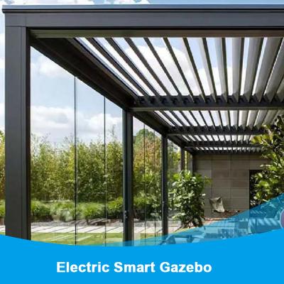 China Electric Louver Turning Pavilion Outdoor Villa Courtyard Smart Flip Ecological Sun Room Windproof Rolling Curtains Shade The Sun for sale