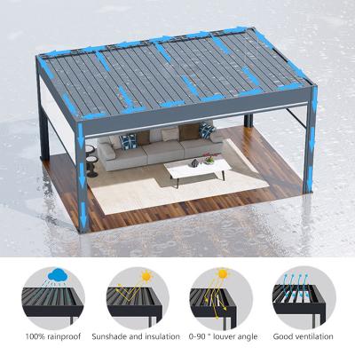 Cina Pavilion Flip Louver elettrico in lega di alluminio L'ombra esterna è resistente ed elegante Adatta per l'uso in giardino in vendita