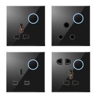 China Glass Panel UK Switch Socket Acrylic Tempered Wall Switch Socket Light Switch for sale