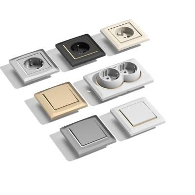 China 1 Gang Wall Mounted Socket Flame Retardant Electronic Black Sockets And Switches for sale