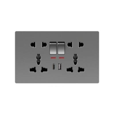 China Modern 13A UK Switch Socket Electrical Push Button Black Sockets And Switches for sale