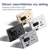 China Wall Socket Universal Type-C USB Socket with Retractable Charging Cable, 20W USBA+USBC Port, Wall Fast Charging USB Socket for sale