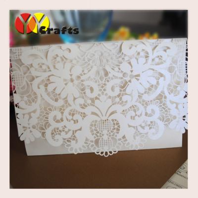 中国 結婚式の招待カード 2015 最も新しいレーザー カードは浮彫りにされた花が付いているアラビア結婚式の招待カードを切りました 販売のため
