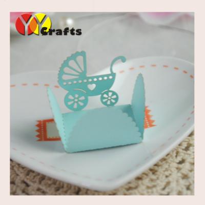 China Mini Blue Laser Cut Cupcake Wrappers For Baby Shower Party / Baptism for sale