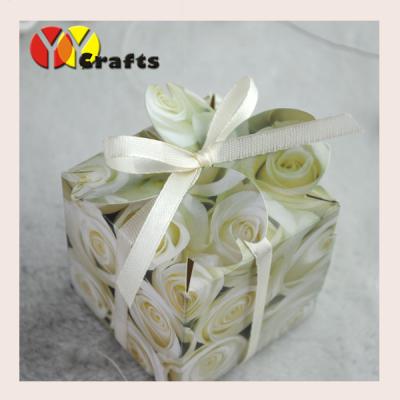 China Lawer cut rose wedding gift boxes with printing and ribbon for sale