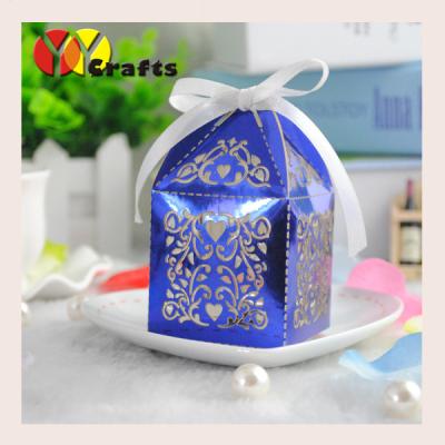 China Metallic blue favour boxes for wedding high quality popular wedding gift boxes for sale