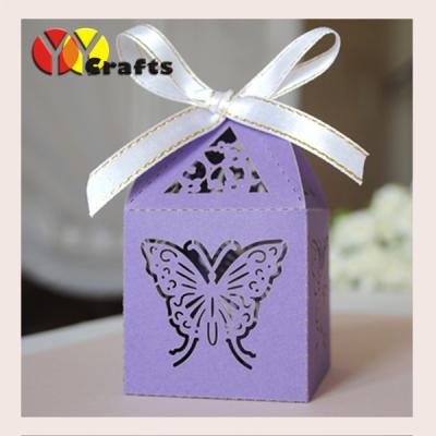 China Butterfly small wedding gift boxes cheap for cake and candy purple for sale
