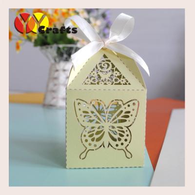 China Free name logo wedding favor gift packaging boxes Laser cutting wedding favor pearl paper packaging box fast shipping for sale