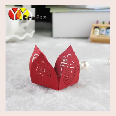 China Red small candy bag laser cut Santa Claus design for Christmas sweets decoration for sale