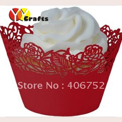 China Laser Cut Cupcake Wrappers White Laser cutting flower branch lace cupcake wrapper for whole sale for sale