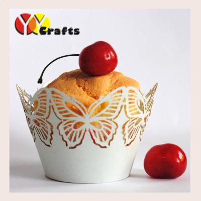 China Butterfly Laser Cut Cupcake Wrappers for wedding various color for sale