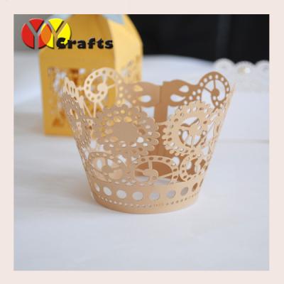 China Lace Laser Cut Cupcake Wrappers and decoration for wedding favor for sale