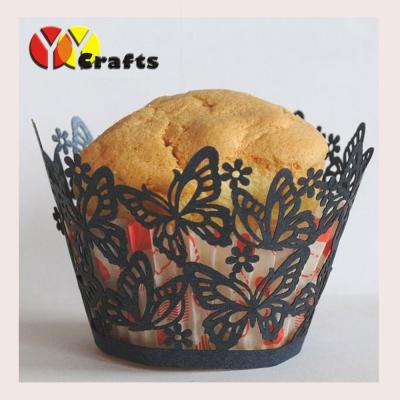 China Laser Cut Butterfly Cupcake Wrappers Wedding Party Cup Cake Liners for sale