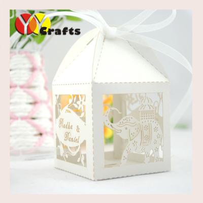 China 5X5 Cm Paper Personalised Wedding Favor Boxes Gift Candy Box Elephant Design for sale