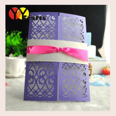 Cina laser bianco del pizzo del nastro della carta 2016 dell'invito di nozze il nuovo ha tagliato la carta stampabile dell'invito di nozze degli inviti di nozze di DIY in vendita