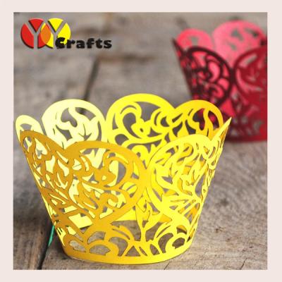 China Laser Cut Cupcake Wrappers orangeheart leaves cupcake wrappers for birthday party , Elegant Cupcake Wrapper for sale