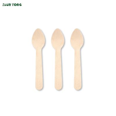 China ODM Eco Friendly Disposable Wooden Spoons Dessert Tasting 110mm for sale