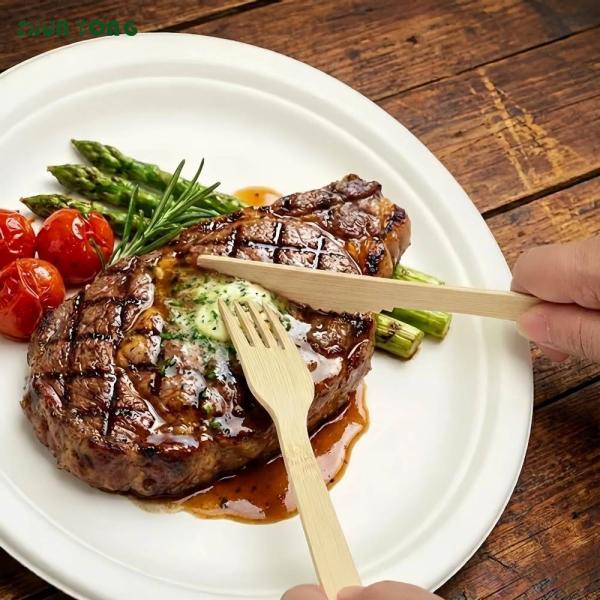 Quality 170mm Catering Biodegradable Disposable Bamboo Tableware Cutlery Smooth Bulk for sale