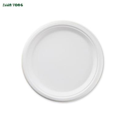 China Round Biodegradable Disposable Bagasse Sugarcane Plates 8 Inch Waterproof for sale