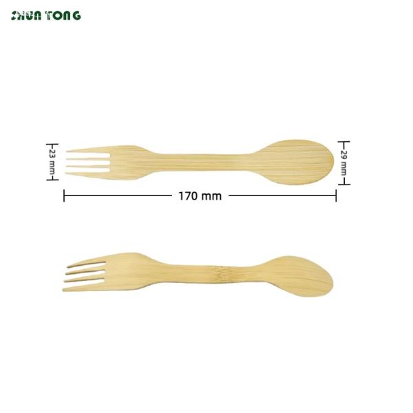 Quality Smooth Dual Ended Bamboo Spork Bulk Flatware 170mm ODM for sale