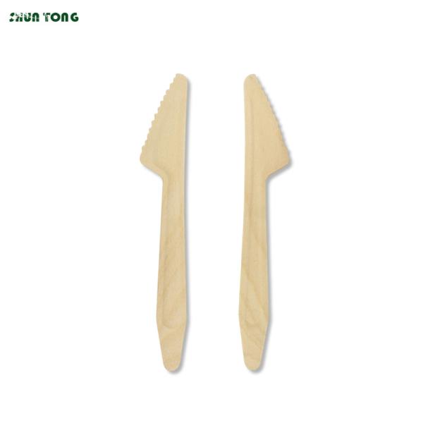 Quality Birch Disposable Wooden Forks Bulk Knife Compostable Cutlery For Steak Catering 165mm for sale