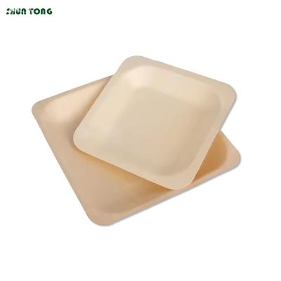 China Square Biodegradable Disposable Wooden Tableware Birch Poplar Plate For Upscale Catering for sale