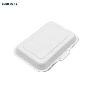 China 600ml Biodegradable Bagasse Clamshell Container Fried Food box for sale