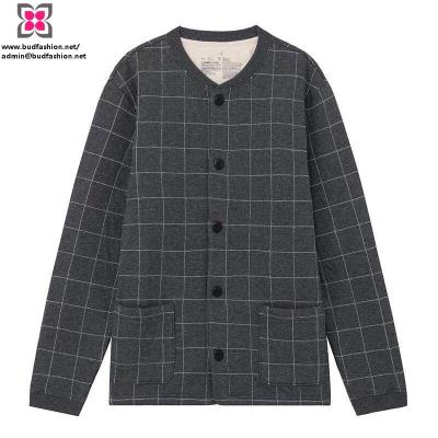 China Wholesale Custom Men Plaid Long Sleeve Cardigan for sale