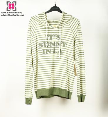 China Wholesale Women Custom Polyester Yarn Dyed Stripe Long Sleeve Hoodie for sale