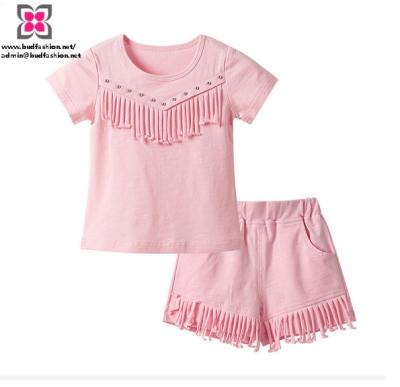 China Wholesale Custom kids Girl Print Cotton Short Sleeve Clothing Set/ Home Wear for Summer for sale