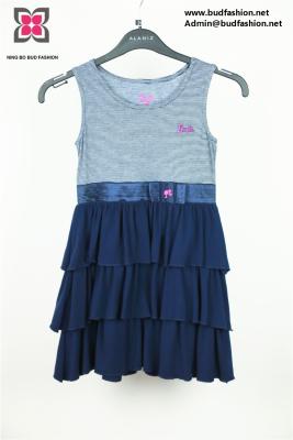 China Wholesale Custom Kid Girl Viscose Polyester Jersey Sleeveless Pleated Dress for sale