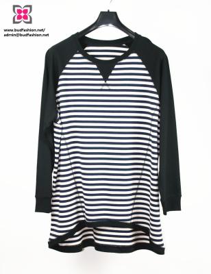 China Wholesale Custom Women French Terry Plus Size Stripe Sweater for sale