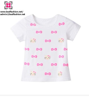 China Wholesale Custom Kids Girl Cotton Jersey Screen Print Short Sleeve Round Collar Beautiful T-shirt for sale