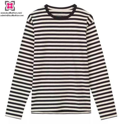 China Wholesale Custom Men Jersey Cotton Yarn Dyed Stripe Long Sleeve Shirt for sale