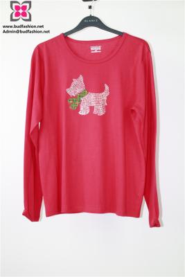 China Wholesale Custom Women Long Sleeve Shirt with Diamond in Front for sale