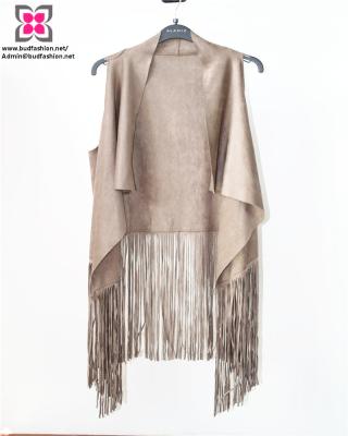 China Wholesale Custom Women Fashion Suede Tassel Pashmina Confortable Waistcoat/Vest for sale