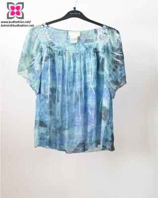 China Wholesale Custom Women Woven Short Sleeve Beautiful Blouse for sale