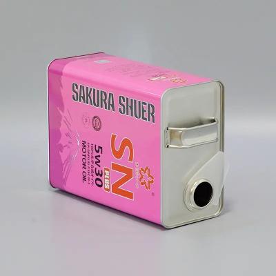 China Square 4L F Style Motor Tin Oil Oblong Can With Spout For Engine Oil for sale