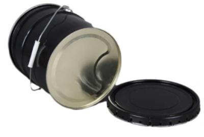 Cina Bottile di metallo nero da 10 litri con coperchio a testa aperta Bottile di vernice a testa aperta con coperchio a crimping in vendita