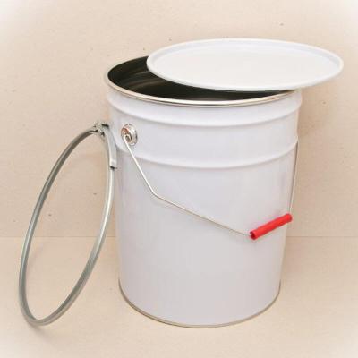 China Round Tinplate Metal Paint Bucket 6 Gallon With Lever Lock Ring Lid  And Metal Handle for sale