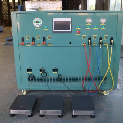 China oil less refrigerant cylinder refilling machine multiple stations refrigerant split charging machine for R134a R410A for sale