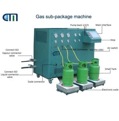 China R134a cylinder refrigerant refilling machine oil less ISO tank split charging machine R404a filling equipment for sale