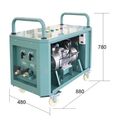 China ac refrigerant freon recovery pump 2HP oil less recovery charging machine chiller a/c R134a recovery machine for sale